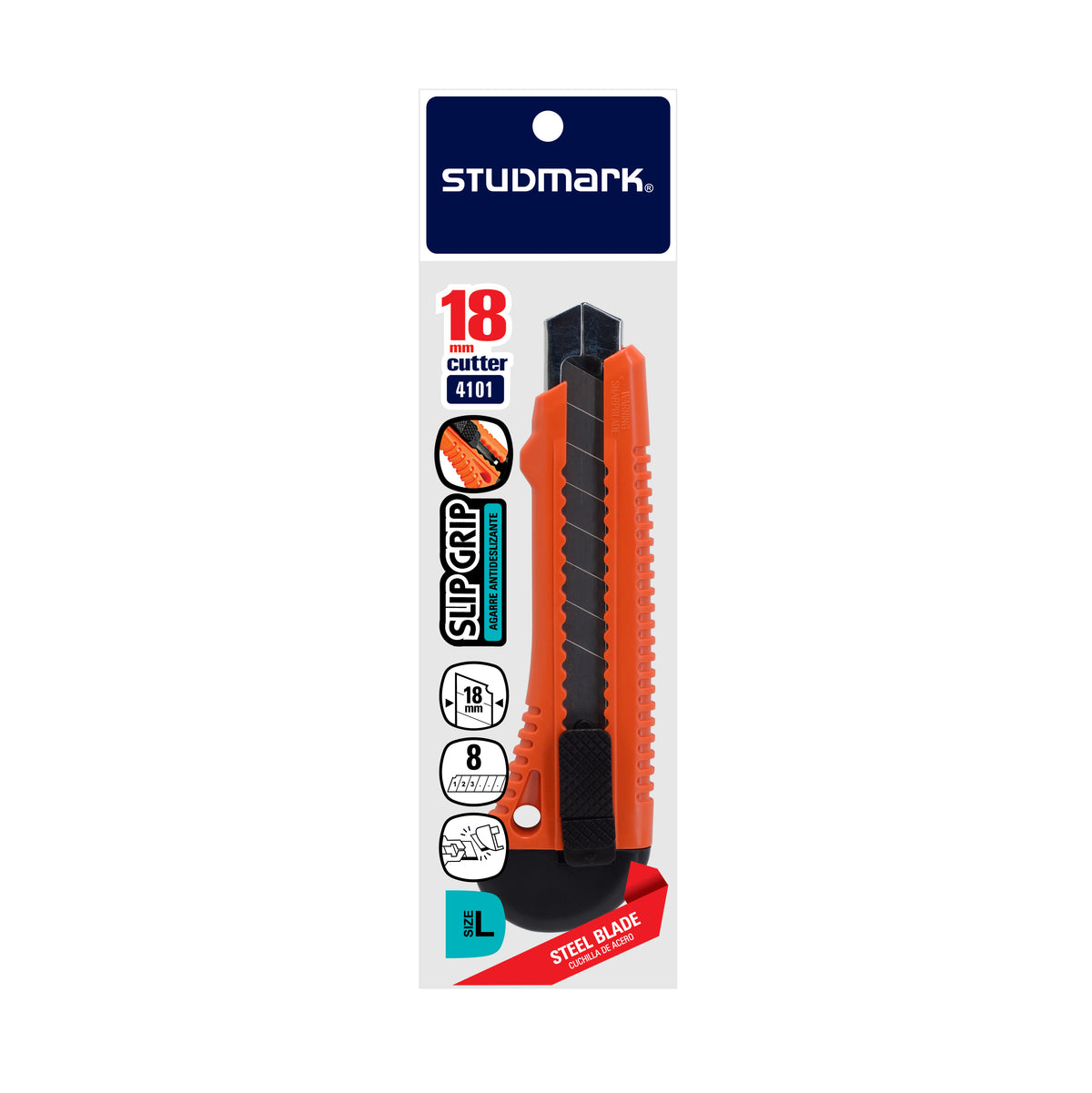 CUCHILLA GRANDE 18MM PUNTA METAL NARANJA ST-04101 STUDMARK— cia-atlas